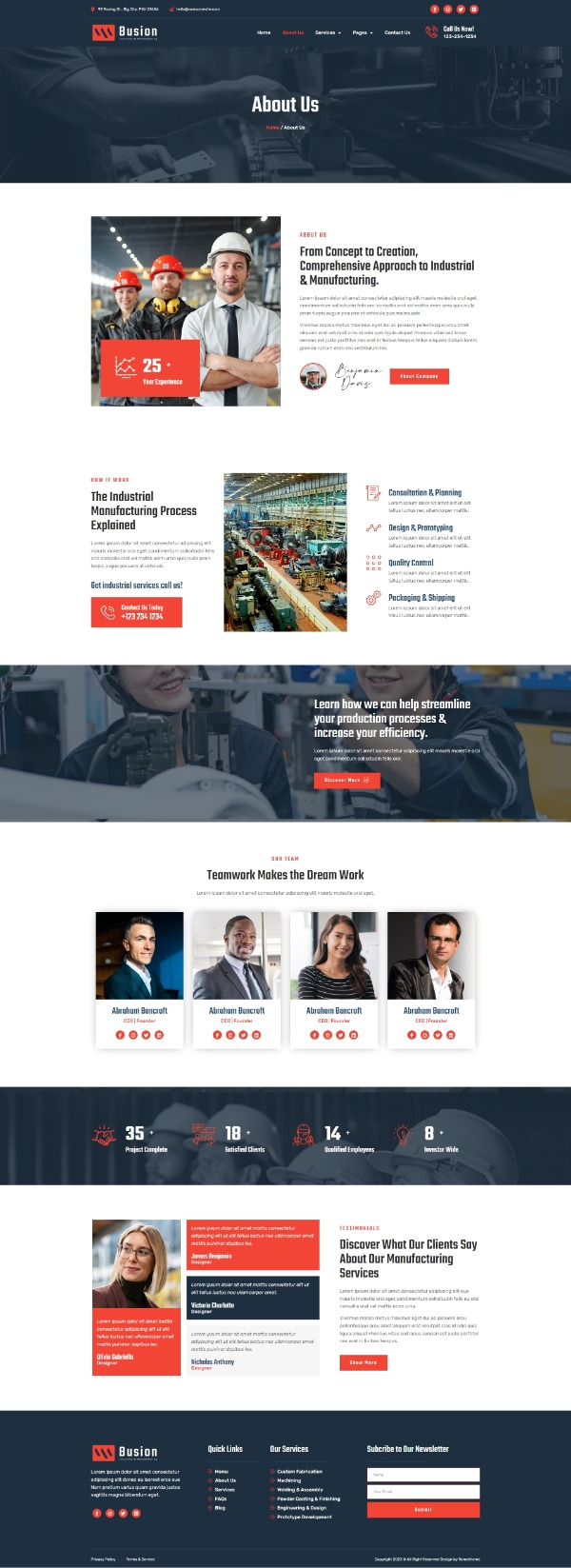 Busion - Industrial & Manufacturing Elementor Pro Template KIt by Rometheme